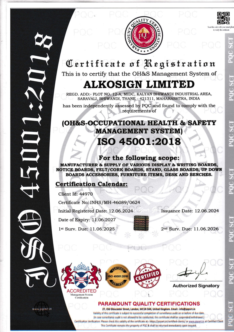 Alkosign Certificates | Quality & Compliance Assurance